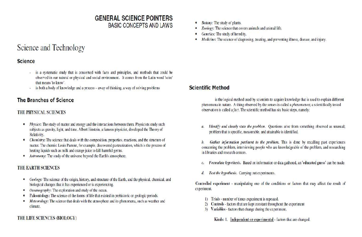 [General Science] Key Concepts and Principles in Basic Science - Studocu