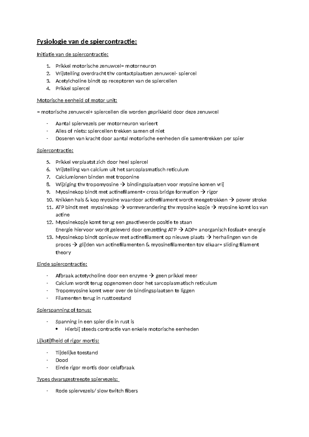Fysiologie van de spiercontractie - Fysiologie van de spiercontractie ...
