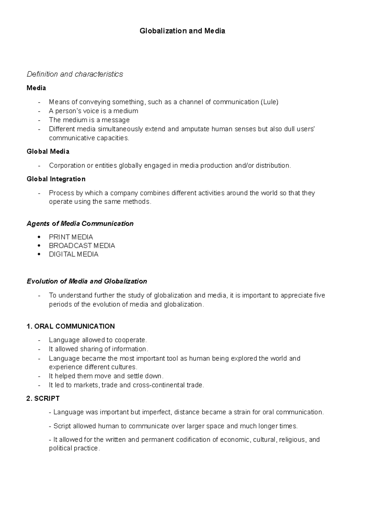 Global Media and Globalization: An Overview of Key Concepts - Studocu
