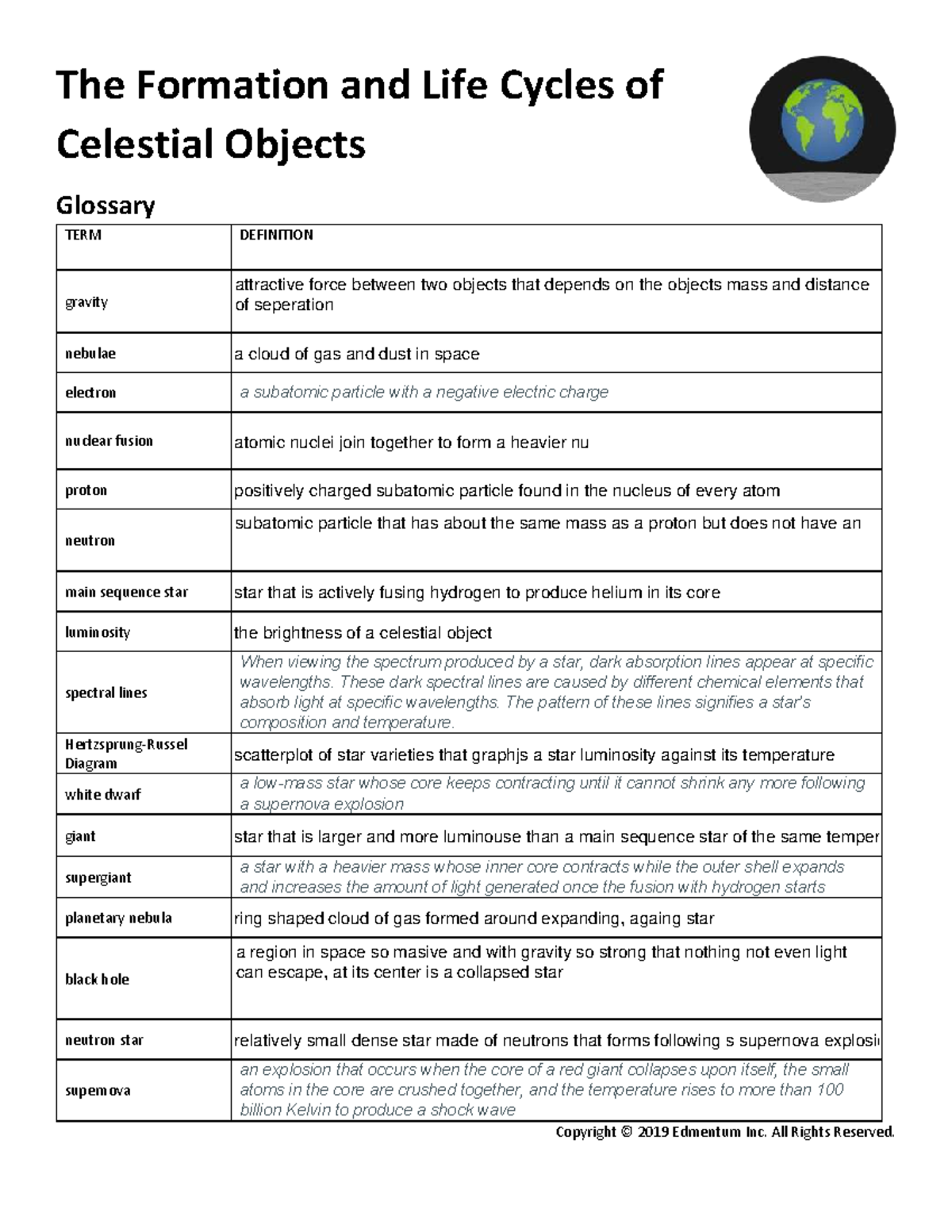 Guided Notes - Formation & Life Cycles of Celestial Objects - Studocu