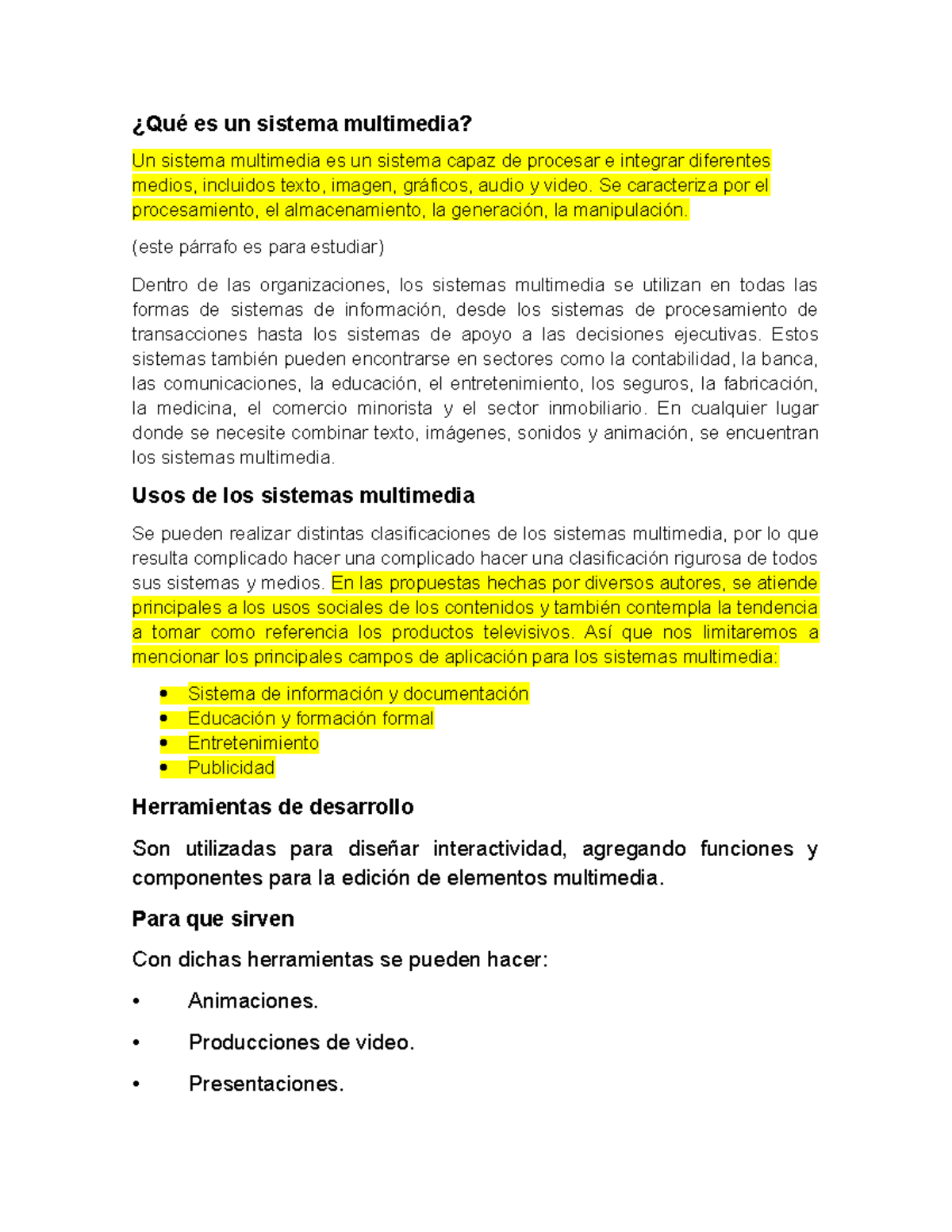 Qué es un sistema multimedia: Definición y Usos en la Educación - Studocu