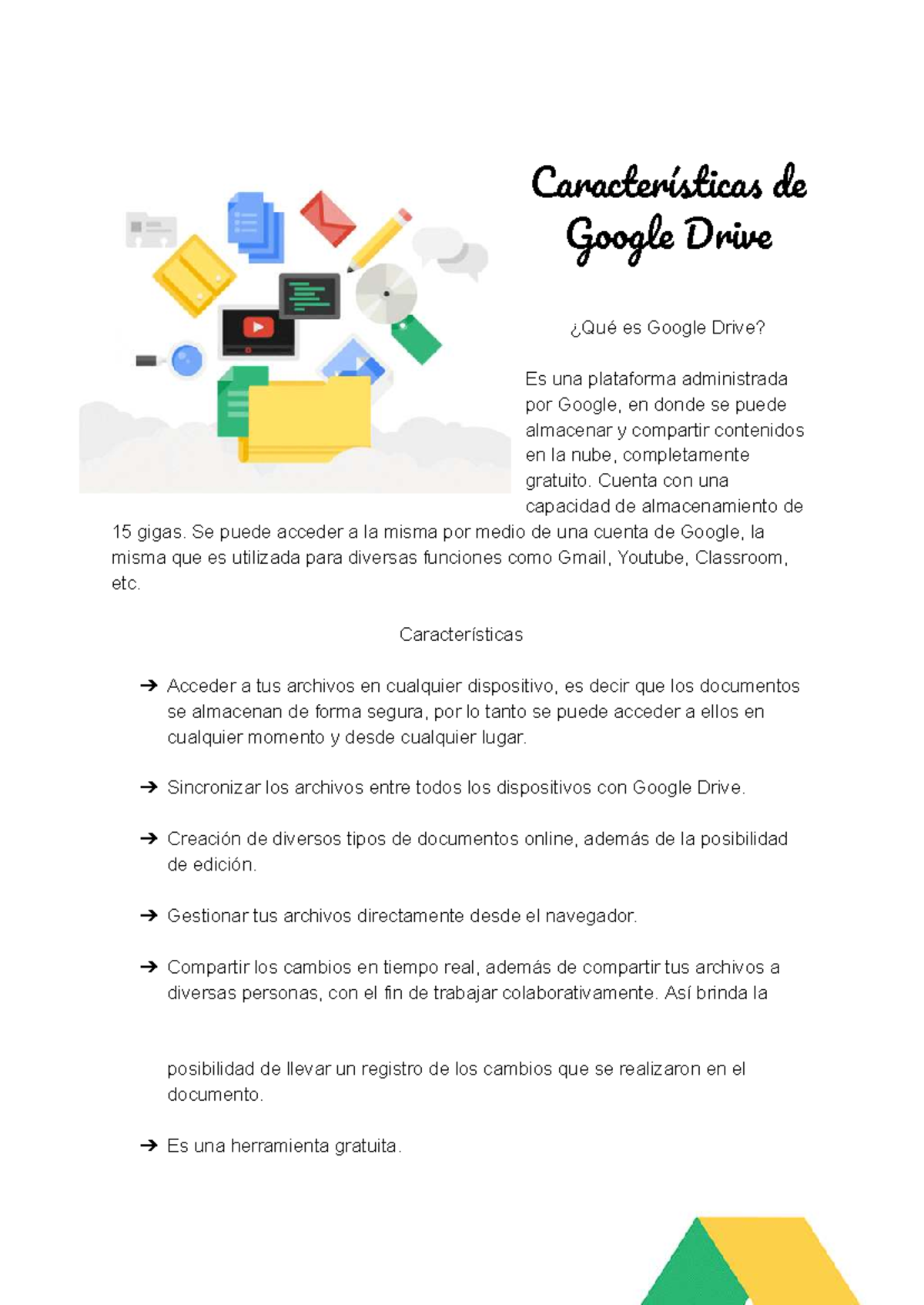 Características y Funciones de Google Drive - Actividades - Studocu
