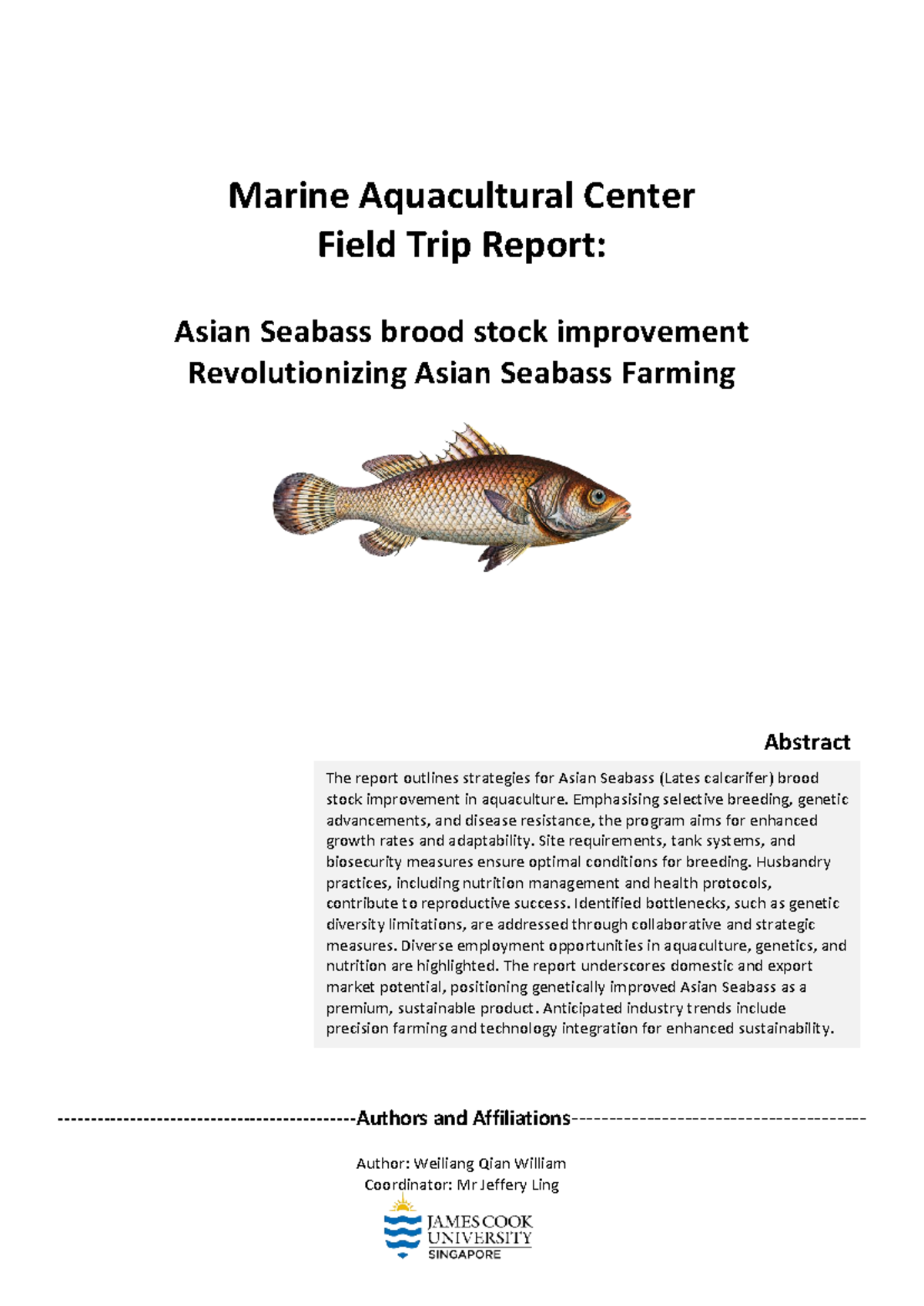 AQ2002 Field Trip Report - Marine Aquacultural Center Field Trip Report ...