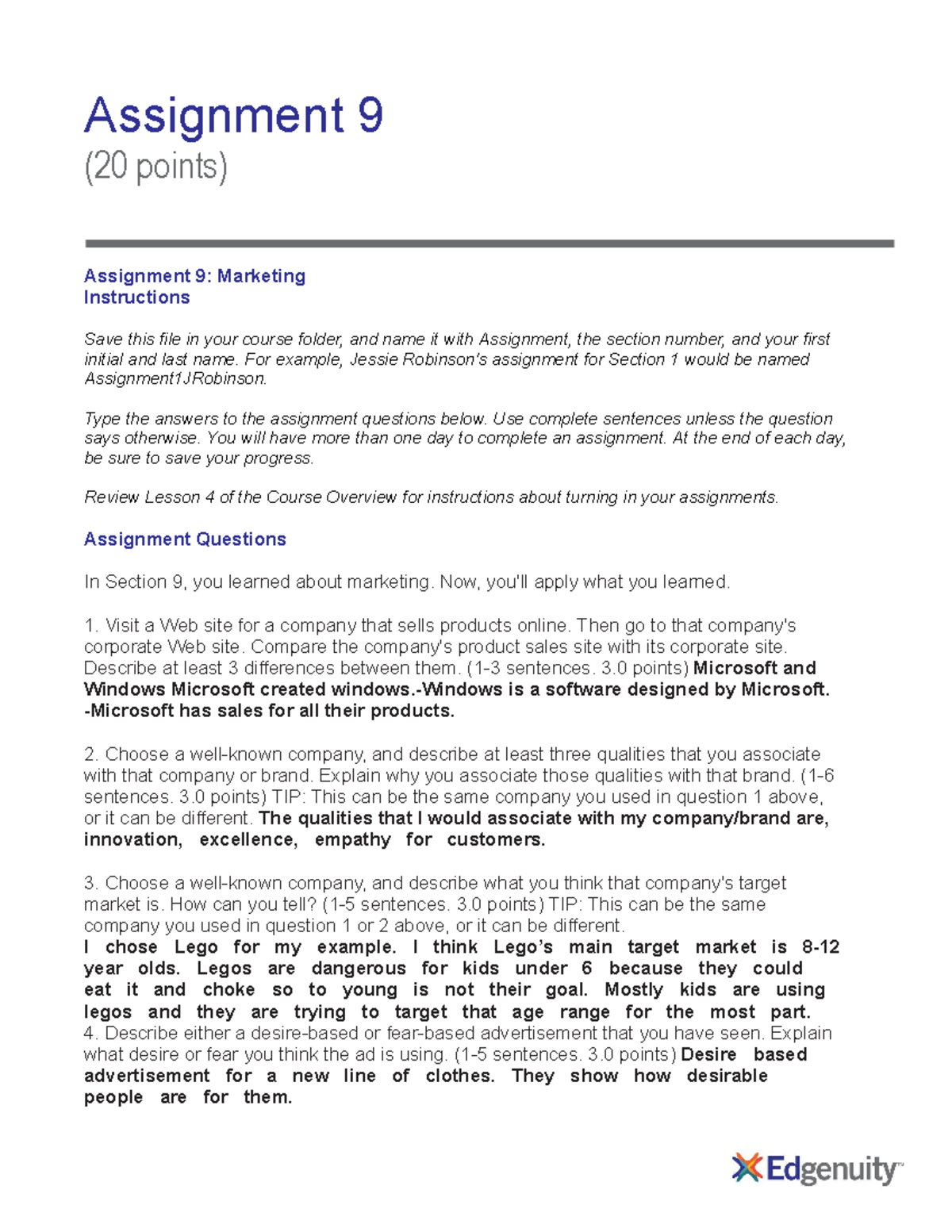Assignment 9 - EL5732 - Marketing Analysis and Application - Studocu