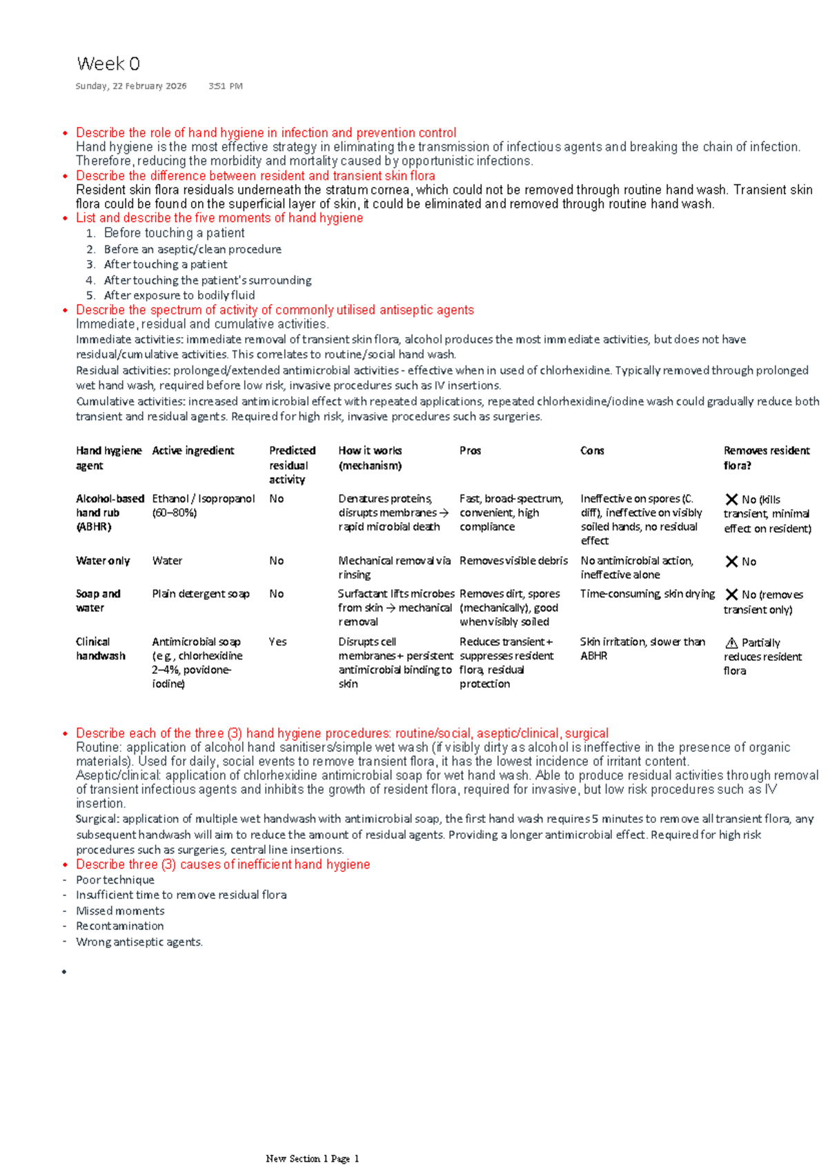 Week 0 & 1 Hand Hygiene and Microbial Classification Notes - Studocu