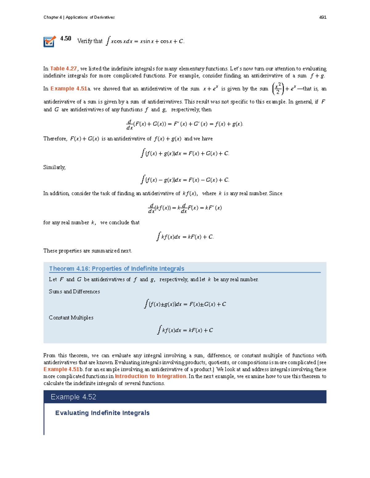 Chapter 4: Applications of Derivatives and Indefinite Integrals ...