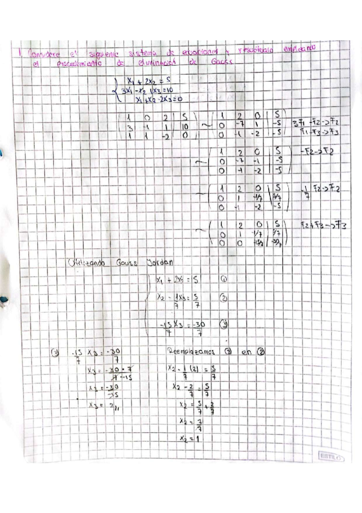 Sistema de Ecuaciones y Eliminación de Gauss-Jordan - Algebra 3 - Studocu
