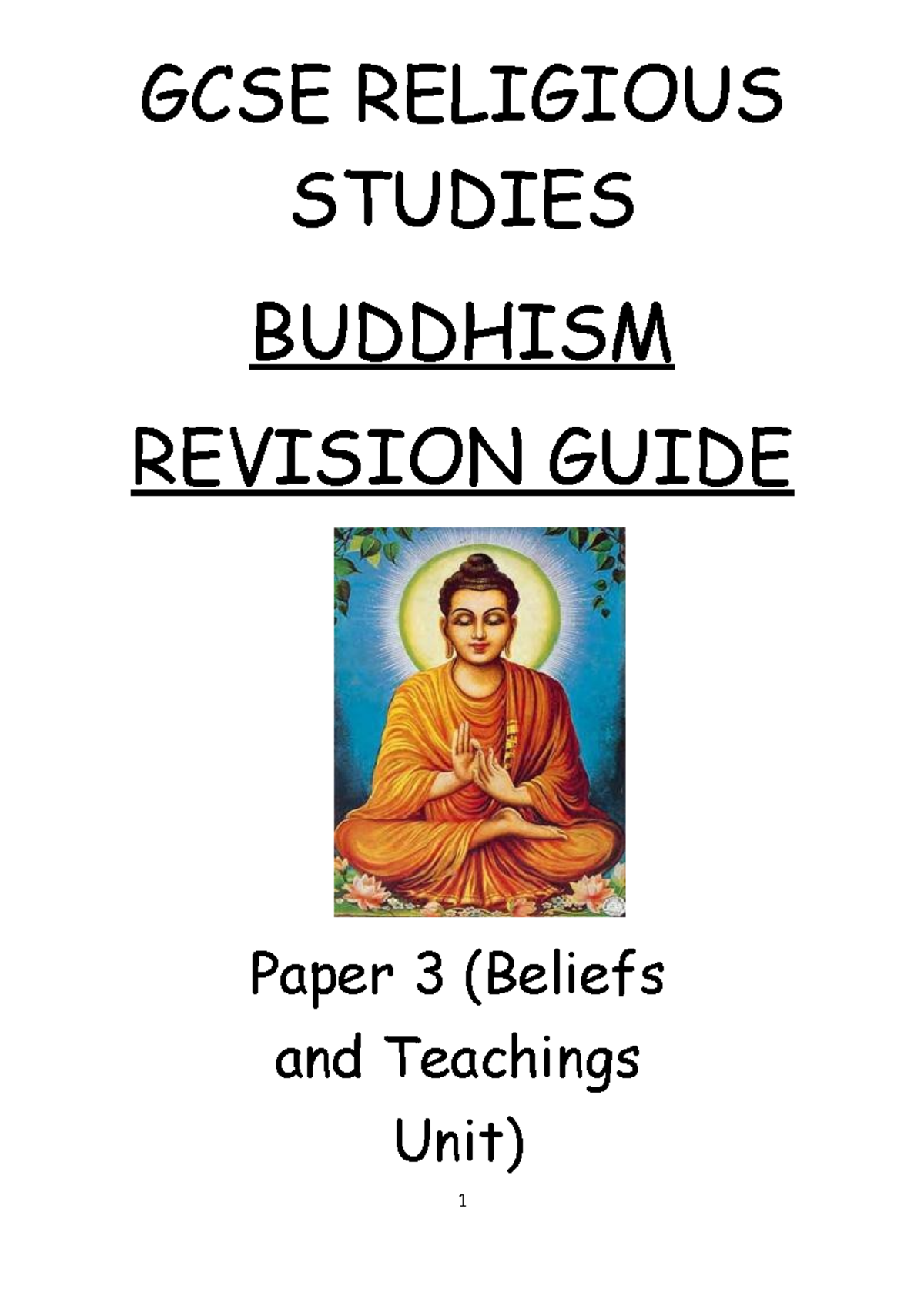 GCSE RELIGIOUS STUDIES: Buddhism Beliefs & Teachings Revision Guide ...