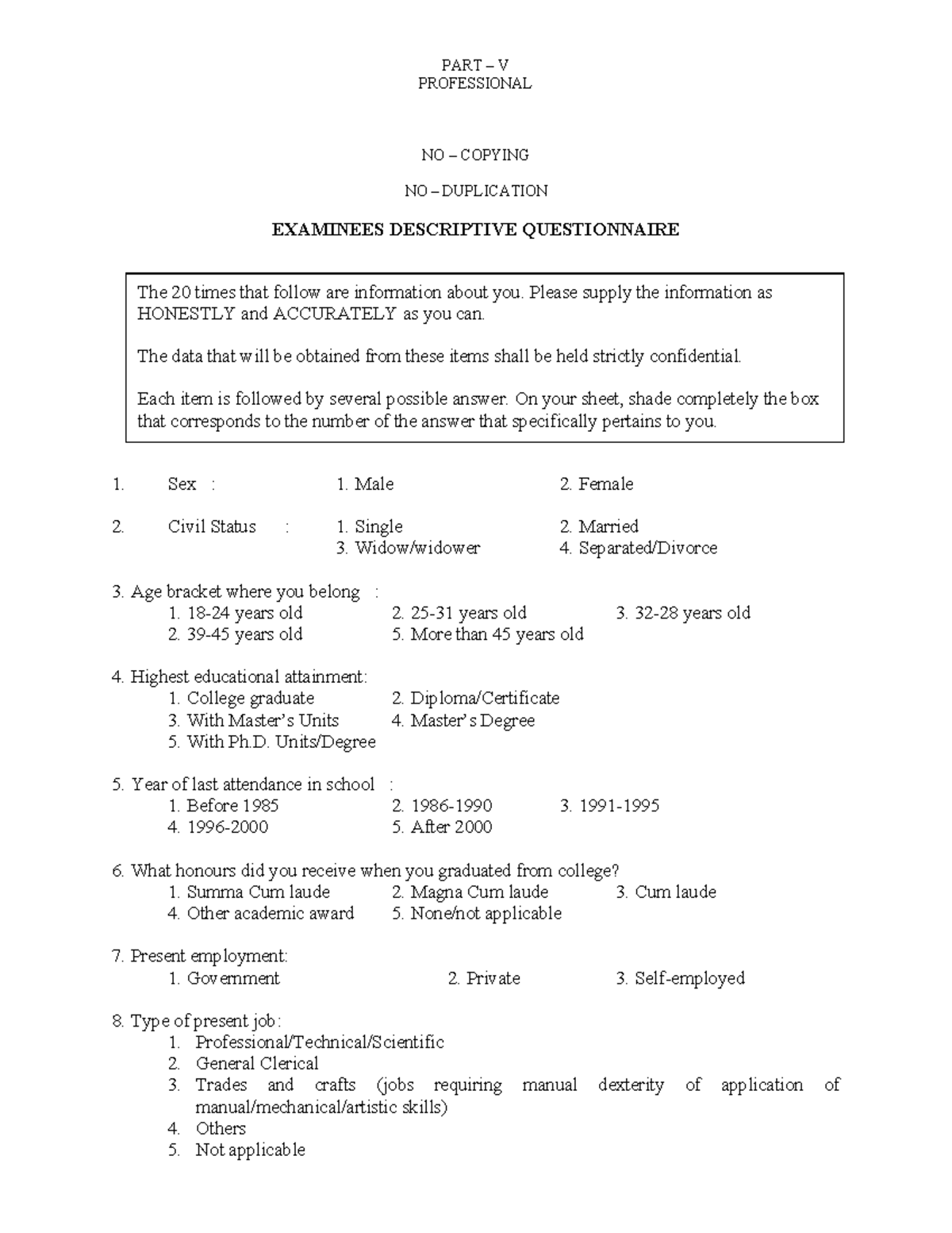 Civil Service Reviewer: Professional Part I Exam Insights - Studocu