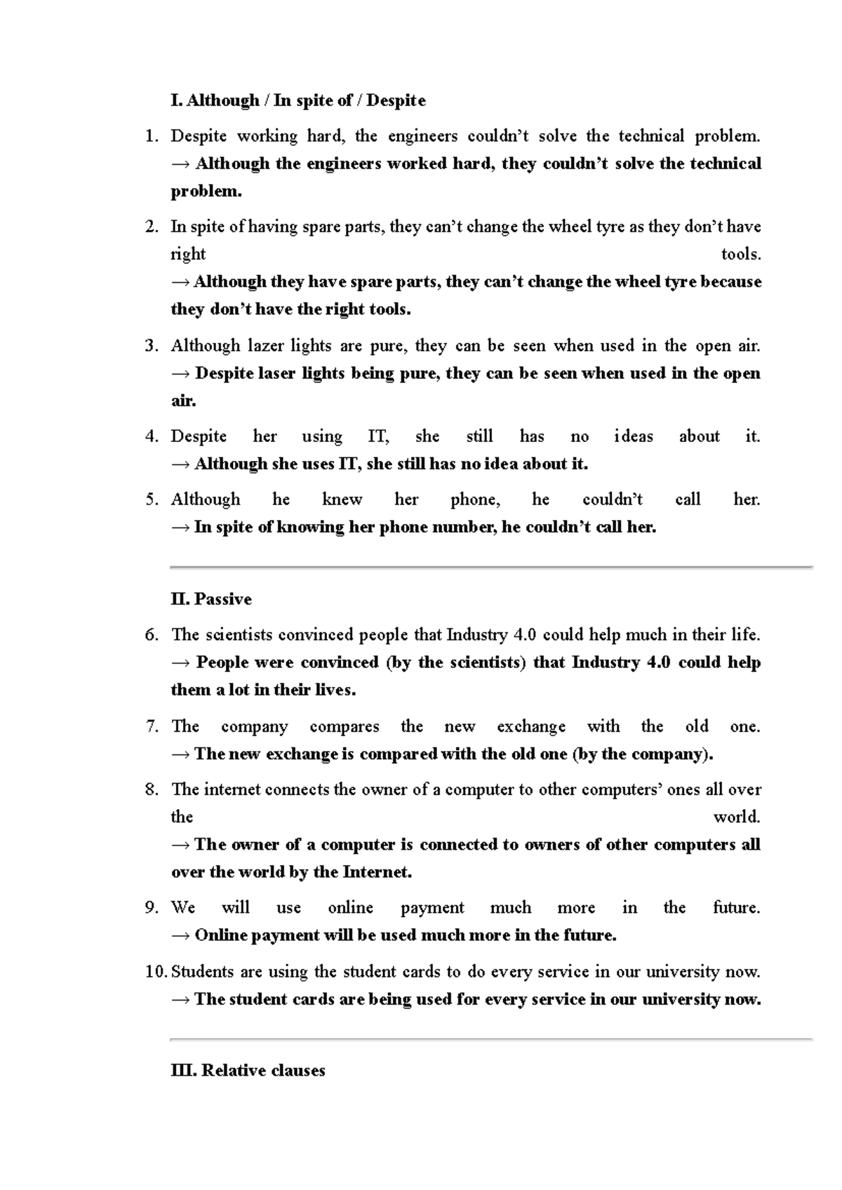 English Grammar: Although, Despite, and Passive Structures (ENG101 ...