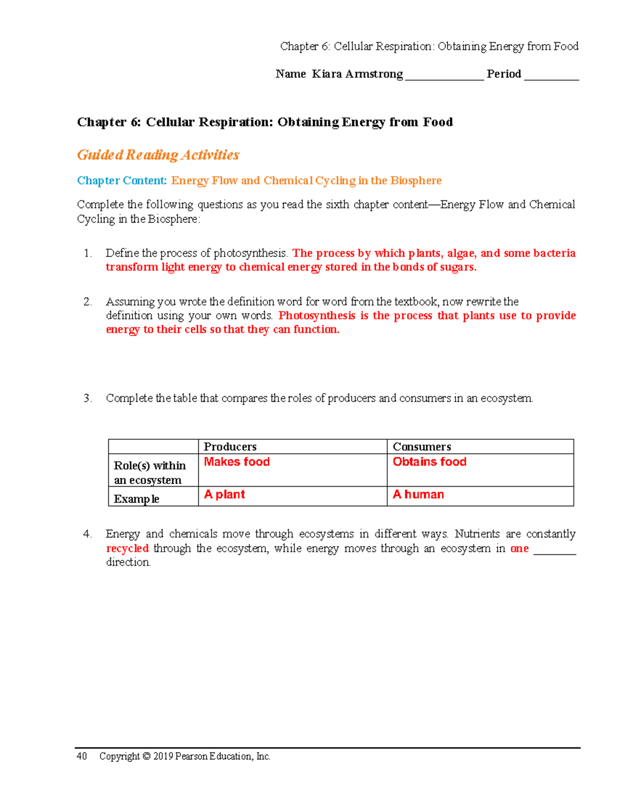 Active Reading Guide for Chapter 6 Cellular Respiration (Activity 06 ...