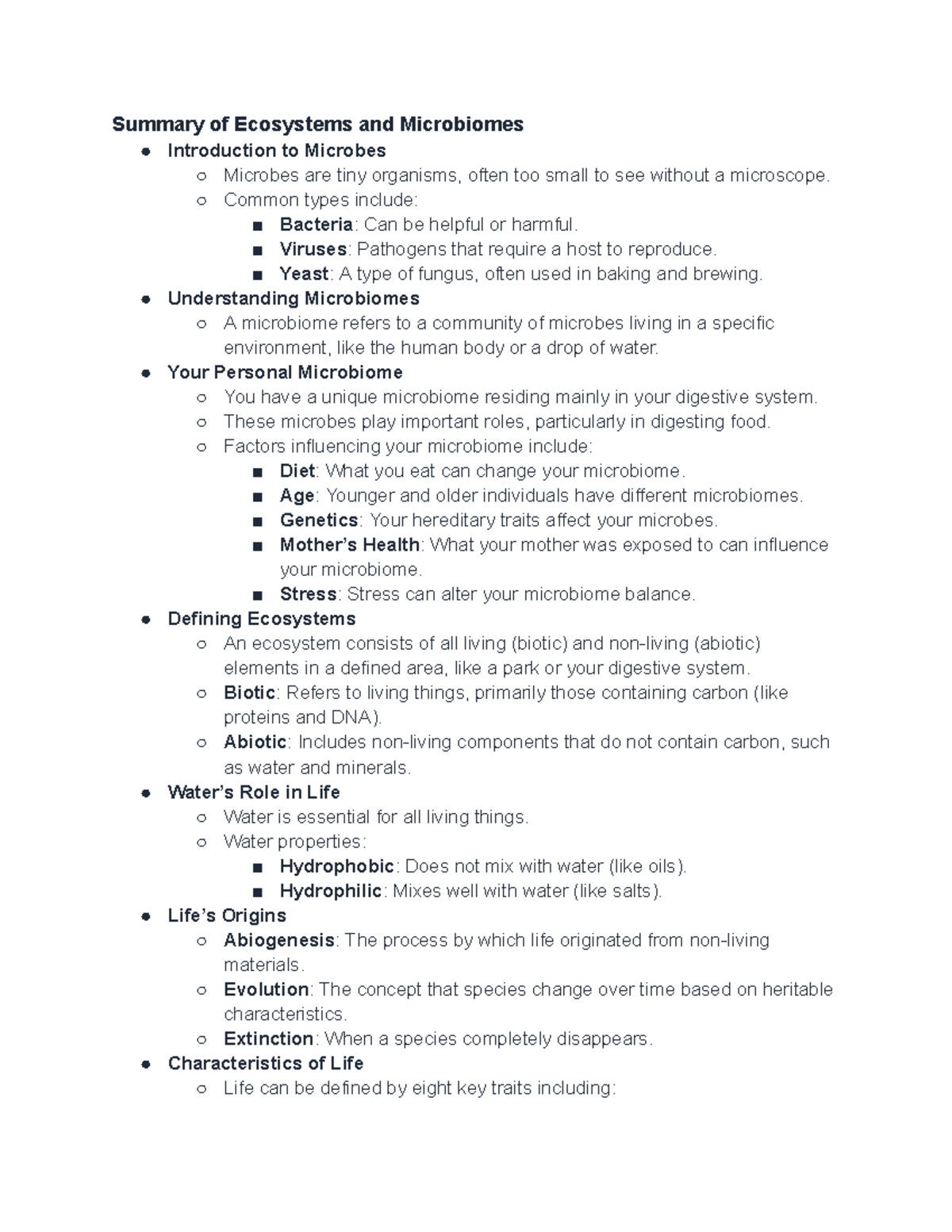 Summary of Lecture 10: Carbohydrates and Lipids in Nutrition (BIO 101 ...