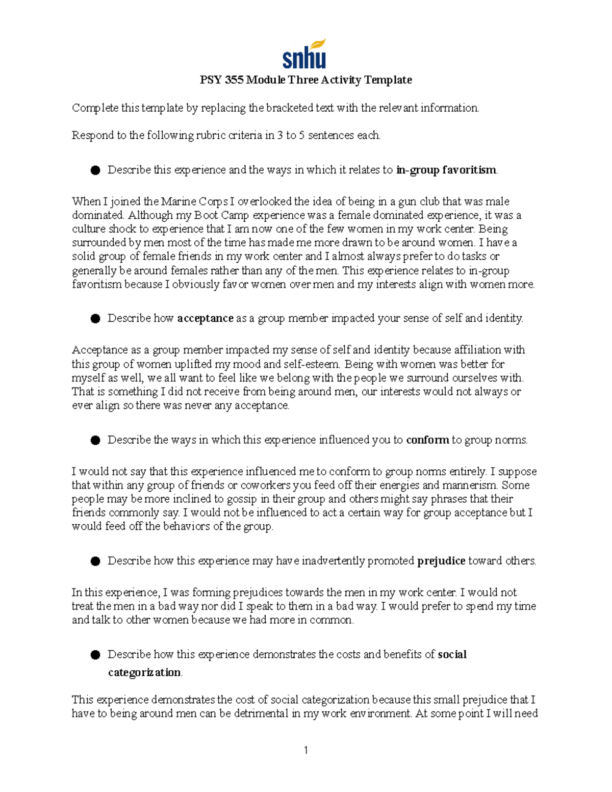 PSY 355 Module Three Activity Template - PSY 355 Module Three Activity ...