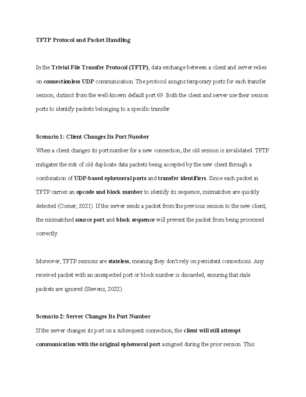 TFTP Protocol Overview: Client & Server Port Handling Scenarios - Studocu