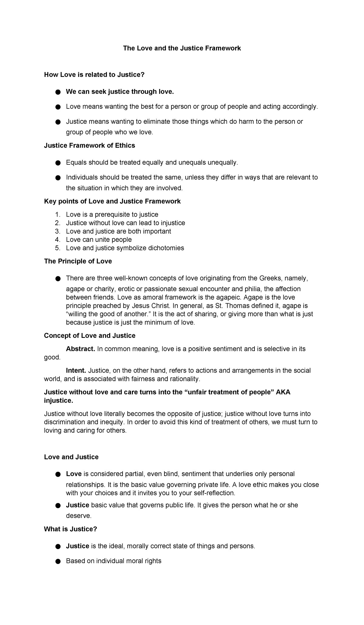 The Love and the Justice Framework - Love means wanting the best for a ...