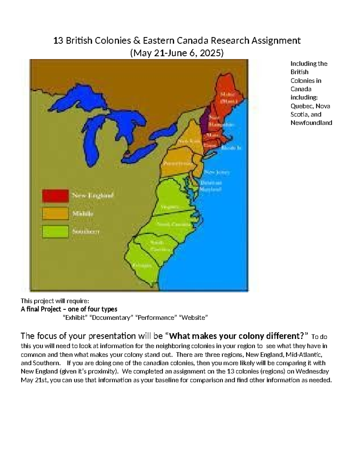 GT 13 British Colonies in Eastern Canada Research Project - Studocu