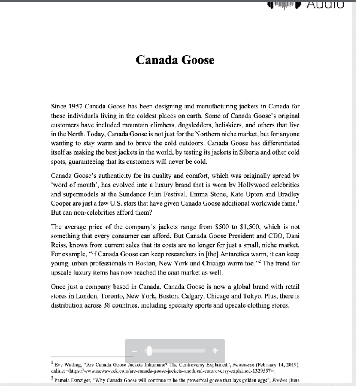 Canada Goose case pg 1 - ADMS 1000 - Studocu