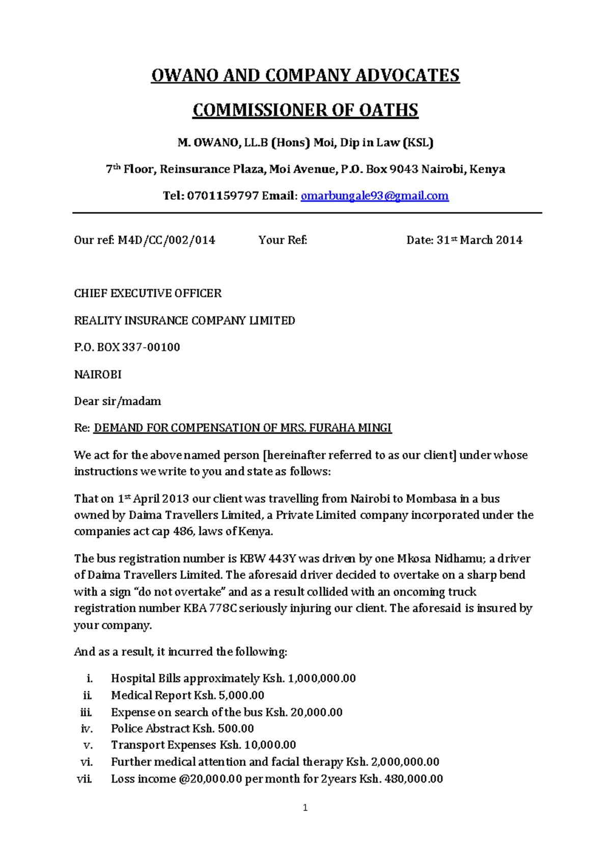 Advocate/Client Bill of Costs Sample - HC KERUGOYA Misc. App 2020 - Studocu