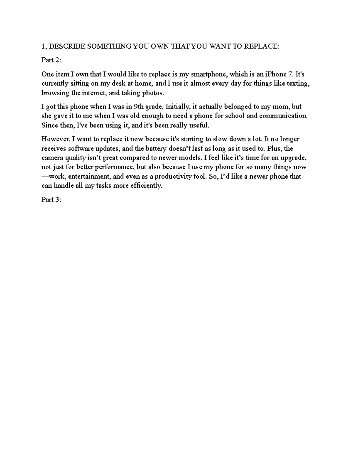 1 - Essay Notes: Replacing My iPhone 7 for Better Performance - Studocu