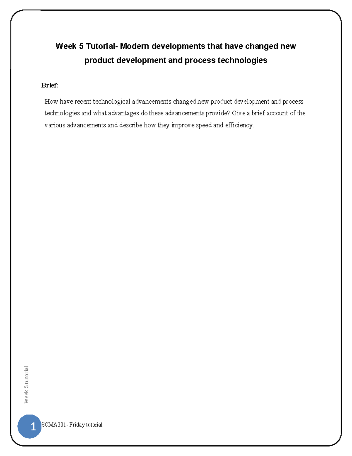 Friday tutorial- Week 5 SCMA301 2025 - SCMA301 - Week 5 tutorial 1 Week ...