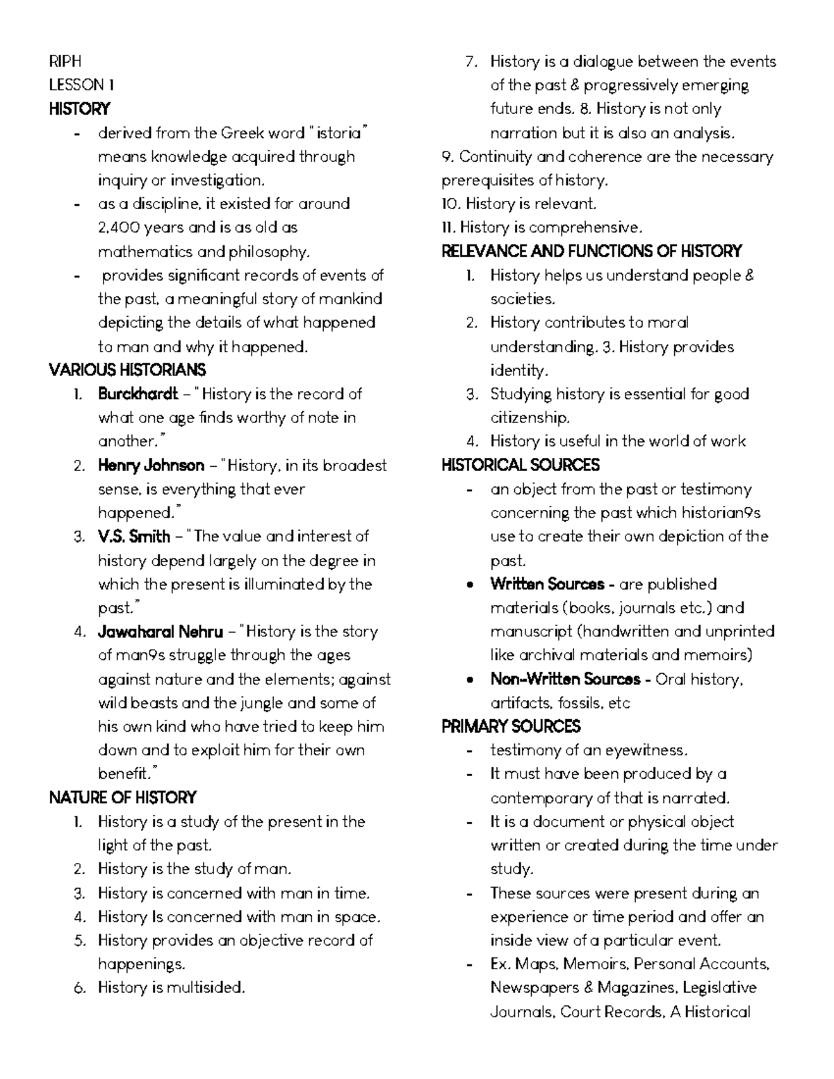RIPH Prelims - module - RIPH LESSON 1 HISTORY derived from the Greek ...