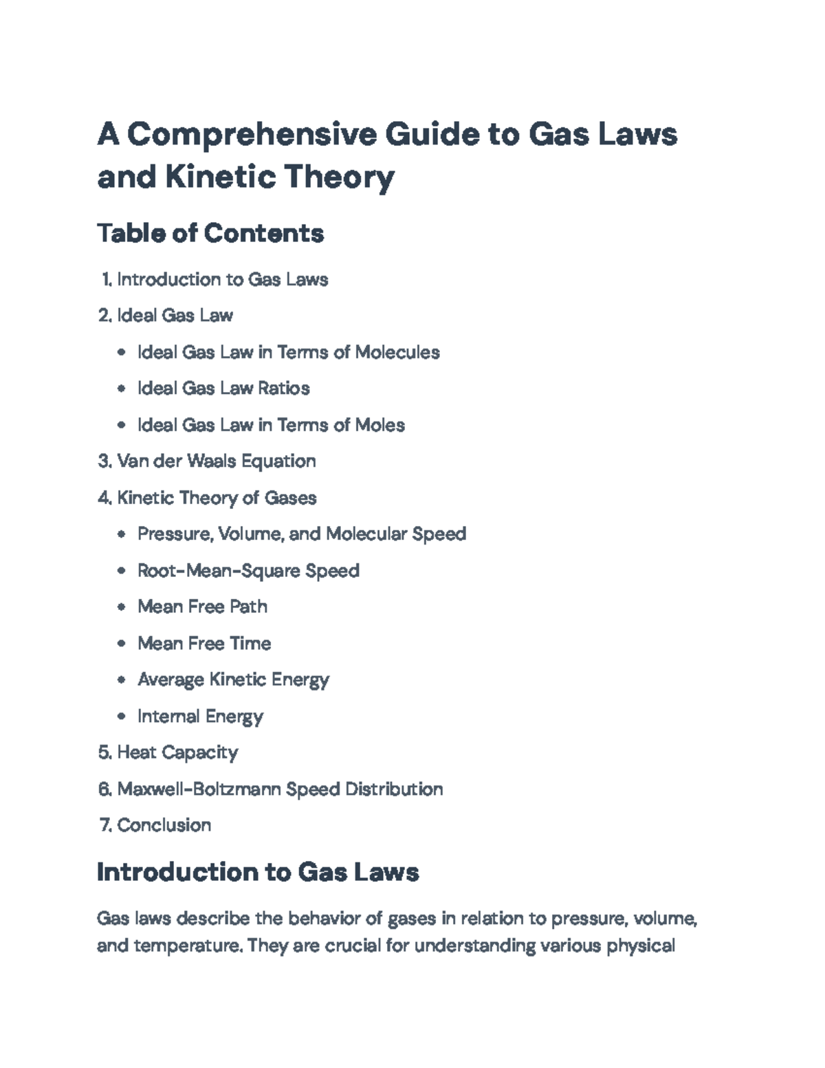 Comprehensive Guide to Gas Laws and Kinetic Theory (PHYS 101) - A ...