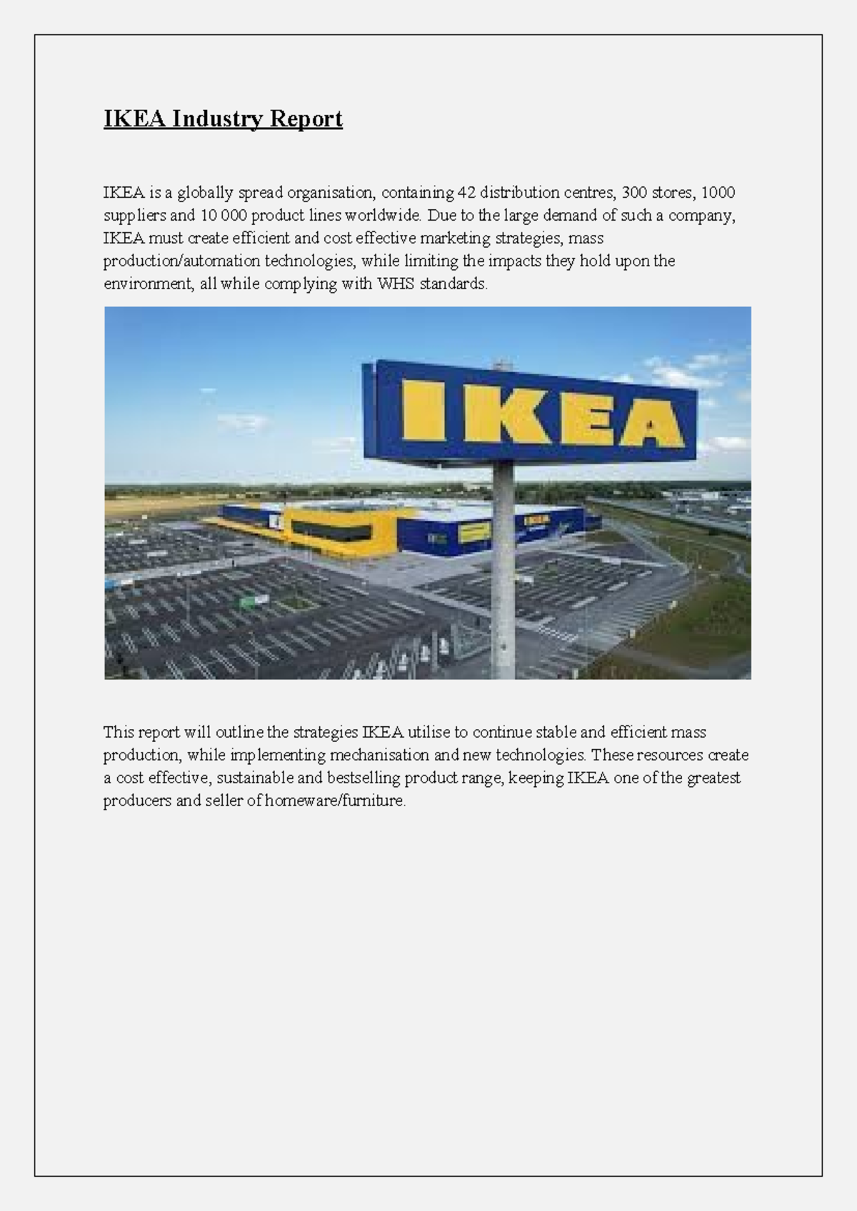 IKEA Industry Report: Strategies for Sustainable Production & Marketing ...
