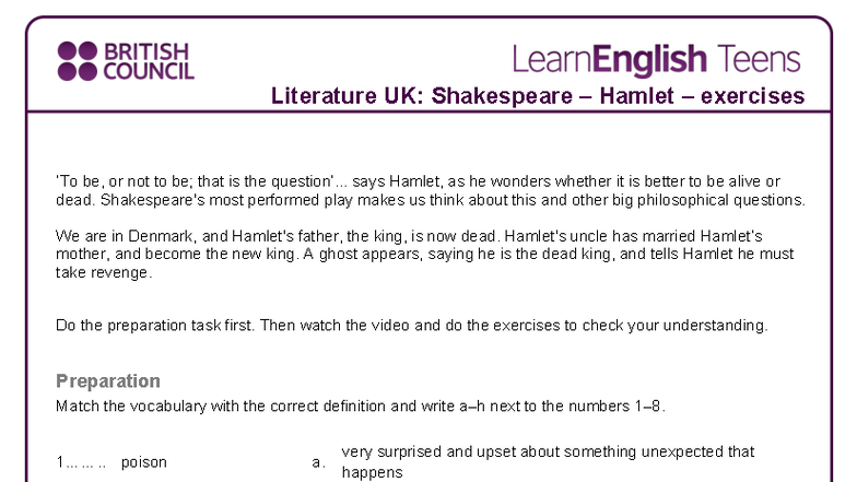 Hamlet 2: Exercises on Shakespeare's Philosophical Questions - Studocu