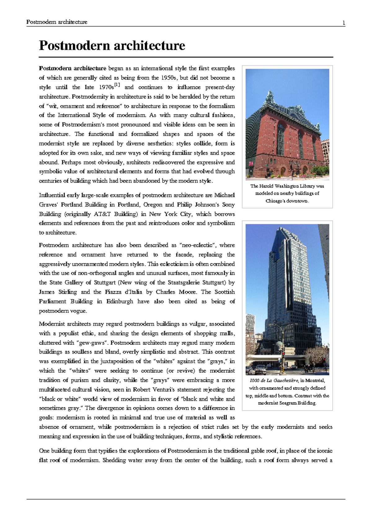 Postmodern-architecture - Postmodern architecture The Harold Washington ...