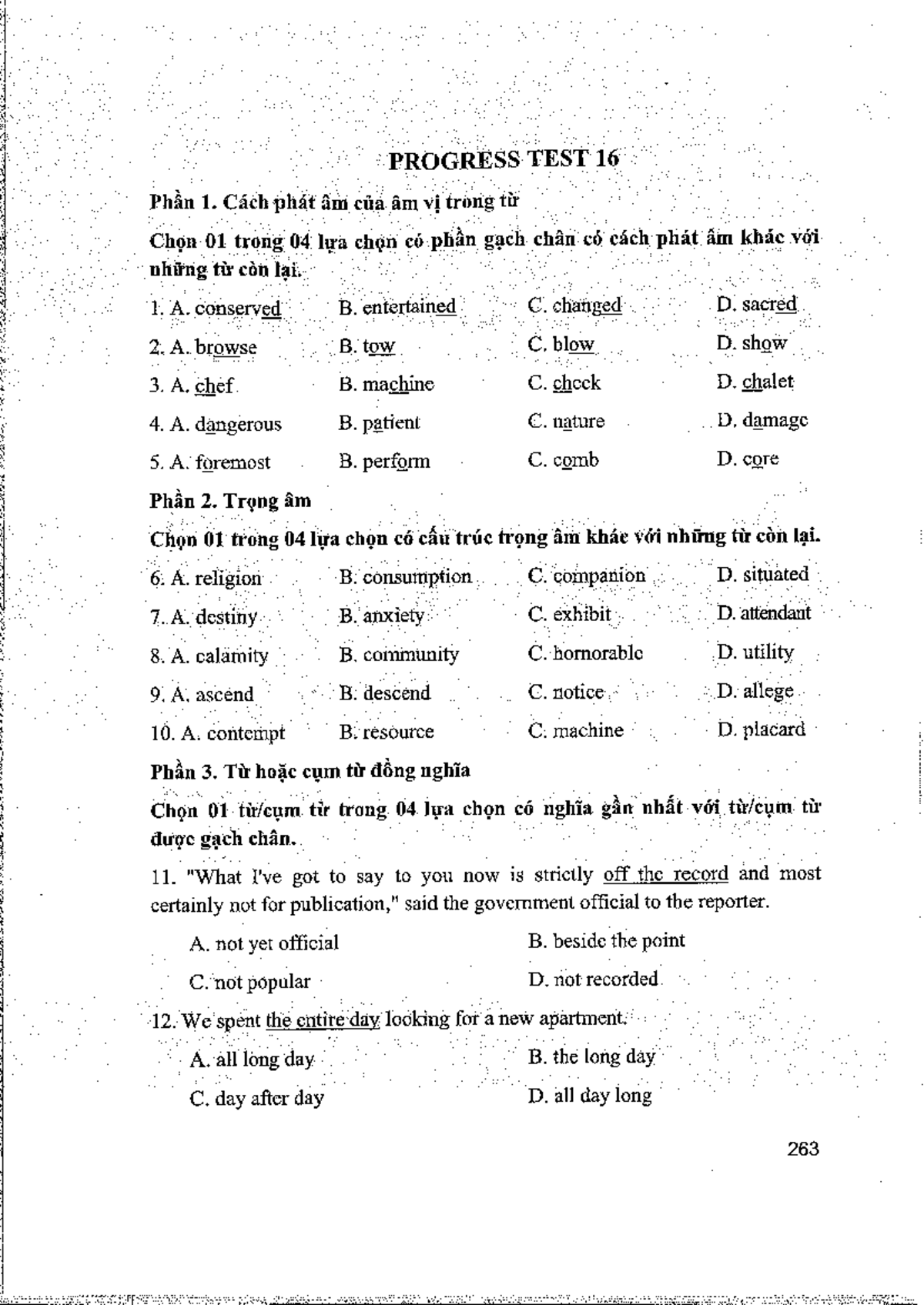 Progress Test 16: Pronunciation and Vocabulary Exercises - Studocu