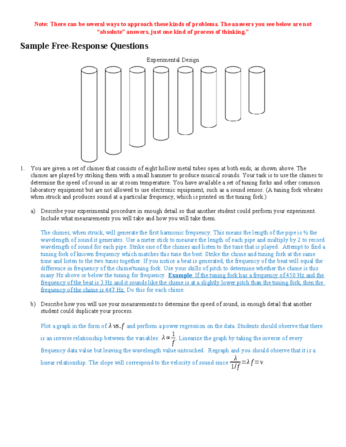 AP Free Response - Possible Solutions for Experimental Design - Studocu