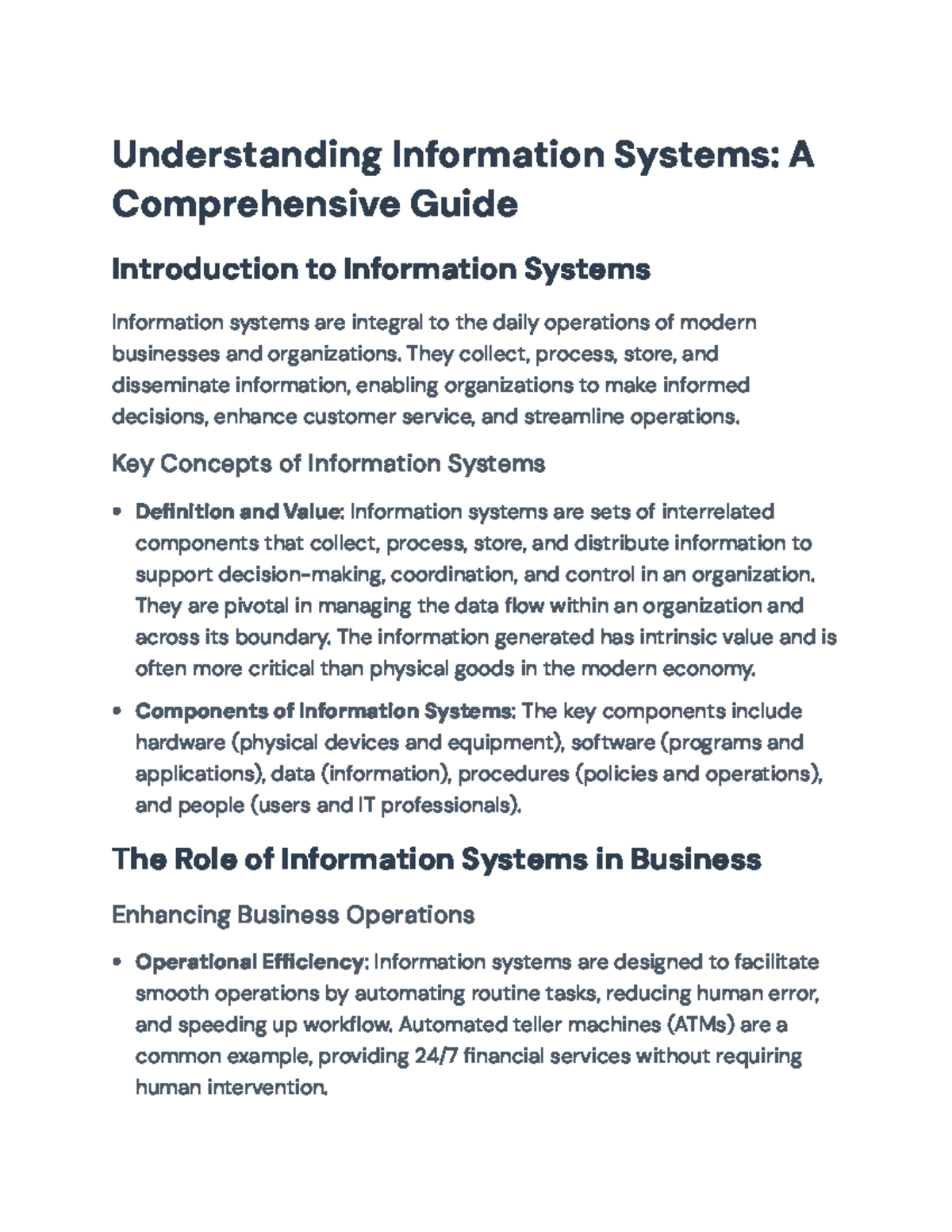 Understanding Information Systems: Key Concepts and Future Trends ...