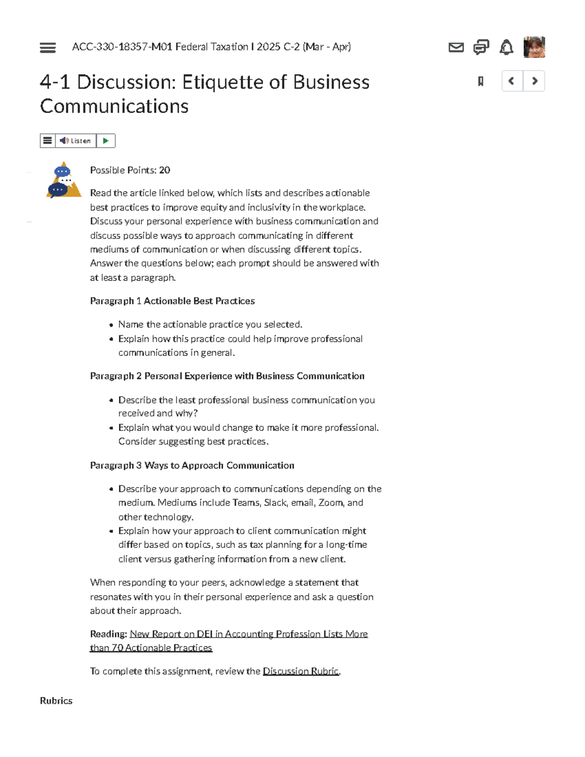 4-1 Discussion Etiquette of Business Communications - ACC-330-18357-M01 ...