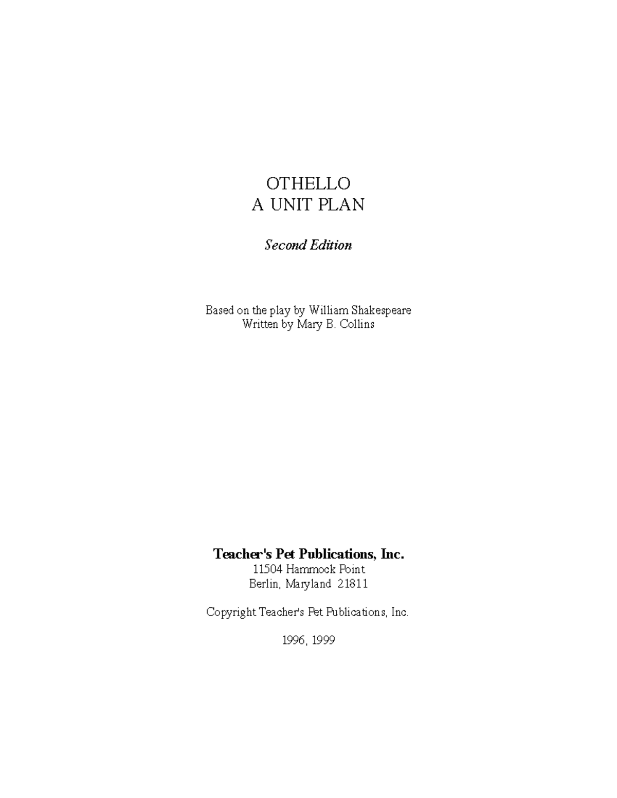 Othello Unit Plan: Engaging Activities and Study Guides for Students ...