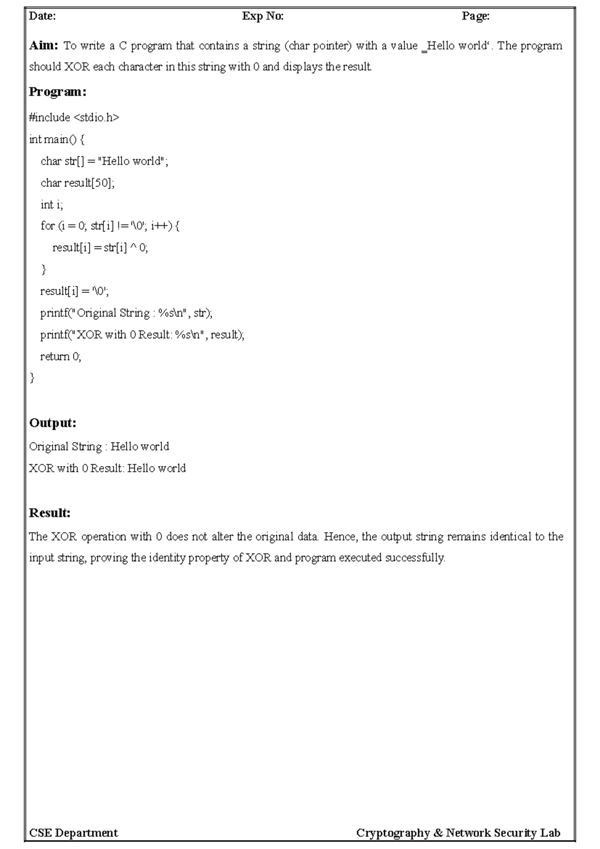 CNS - Cryptography Lab Programs: C, Java, and Algorithms - Studocu