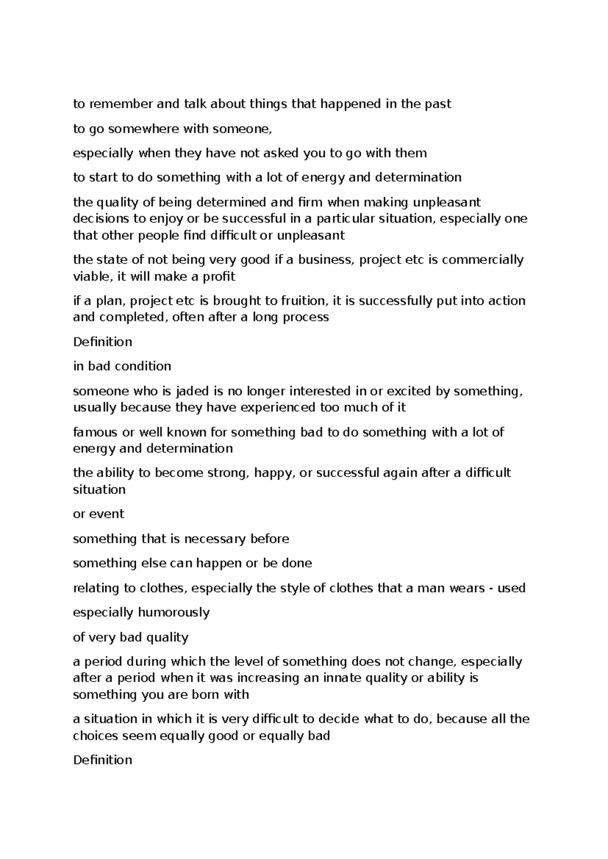 Understanding Past Events: Key Terms and Definitions for Reflection ...