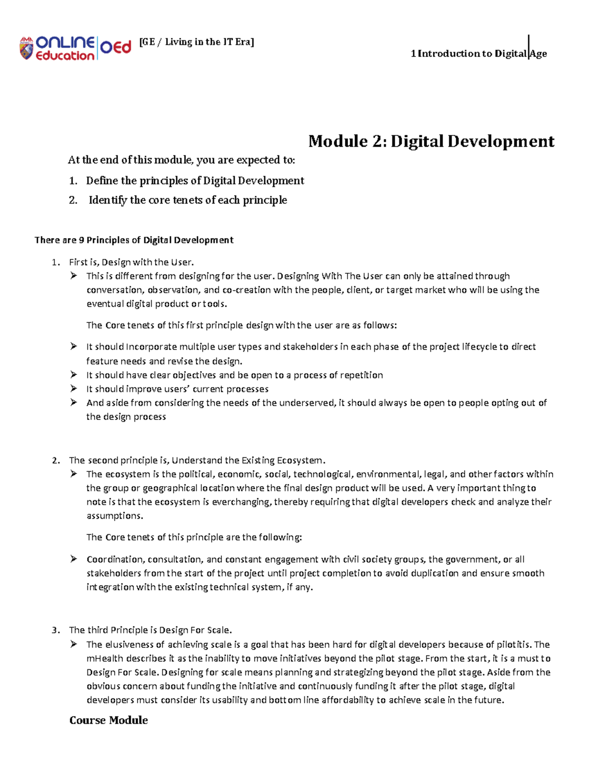 Week 3 - Module 2 - Digital Development - [GE / Living in the IT Era] 1 ...