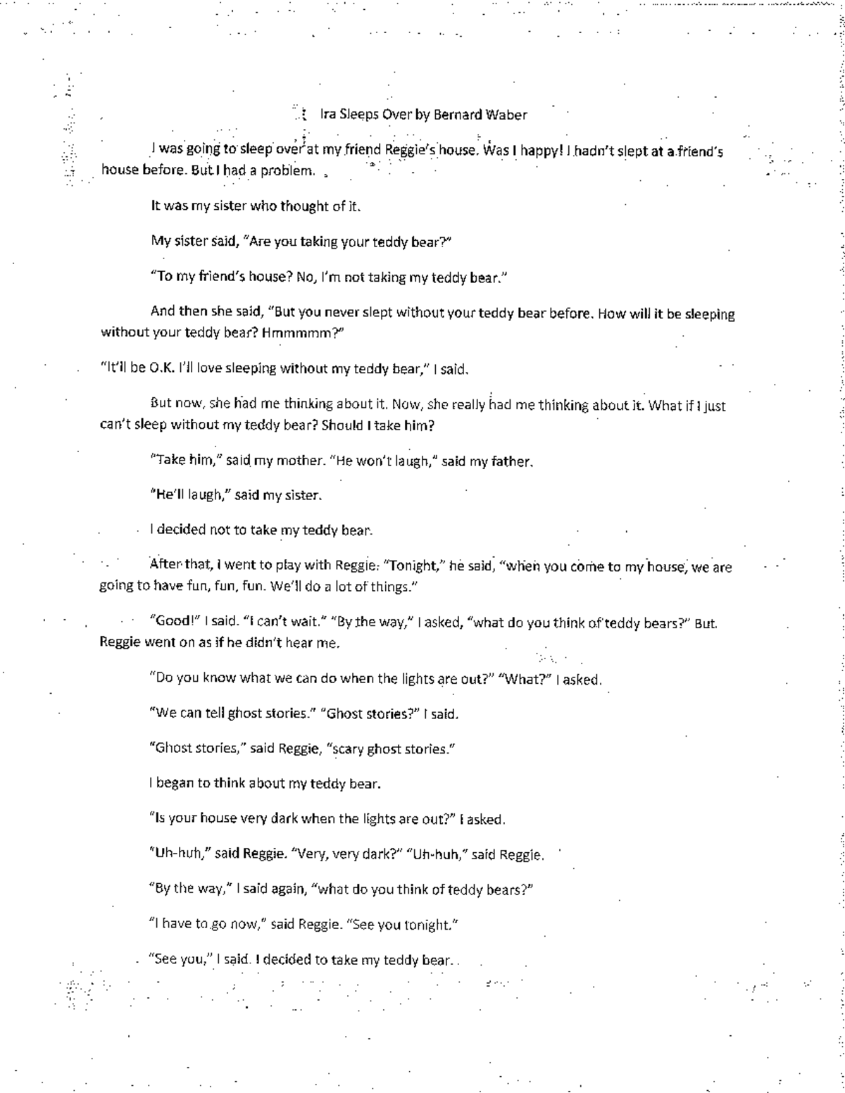 Ira Sleeps Over: A Tale of Friendship and Teddy Bears - Studocu