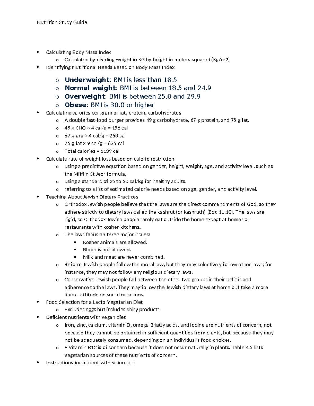 Nutrition ATI Final Exam Review: Key Concepts and Calculations - Studocu