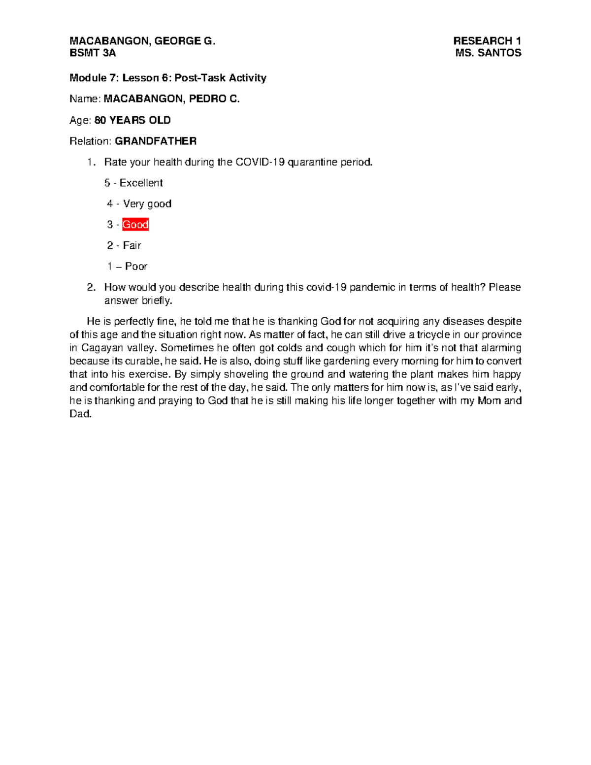 Module 7 Lesson 6 Post Task - Undergraduate research - Studocu