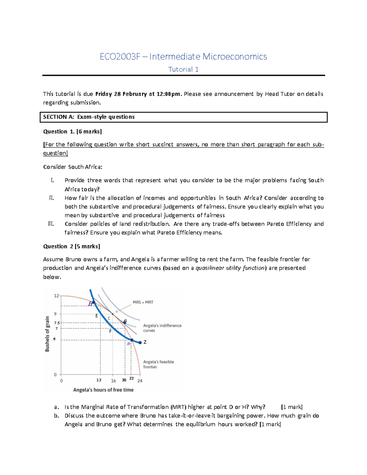 Tutorial 1 Eco2003 F 2025 - ECO2003F – Intermediate Microeconomics ...