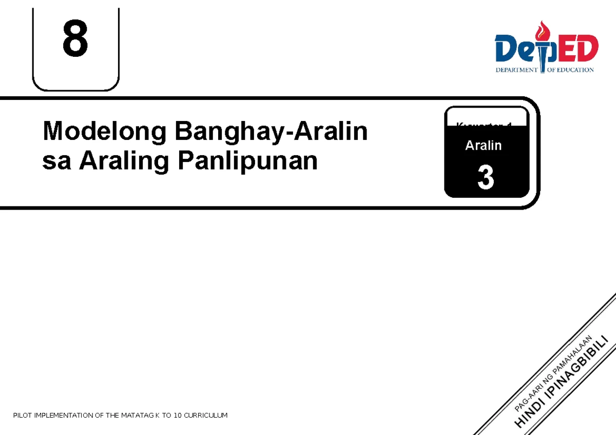 Q1 LE AP8 Modelong sa Araling Panlipunan: Pilot Implementation ng ...