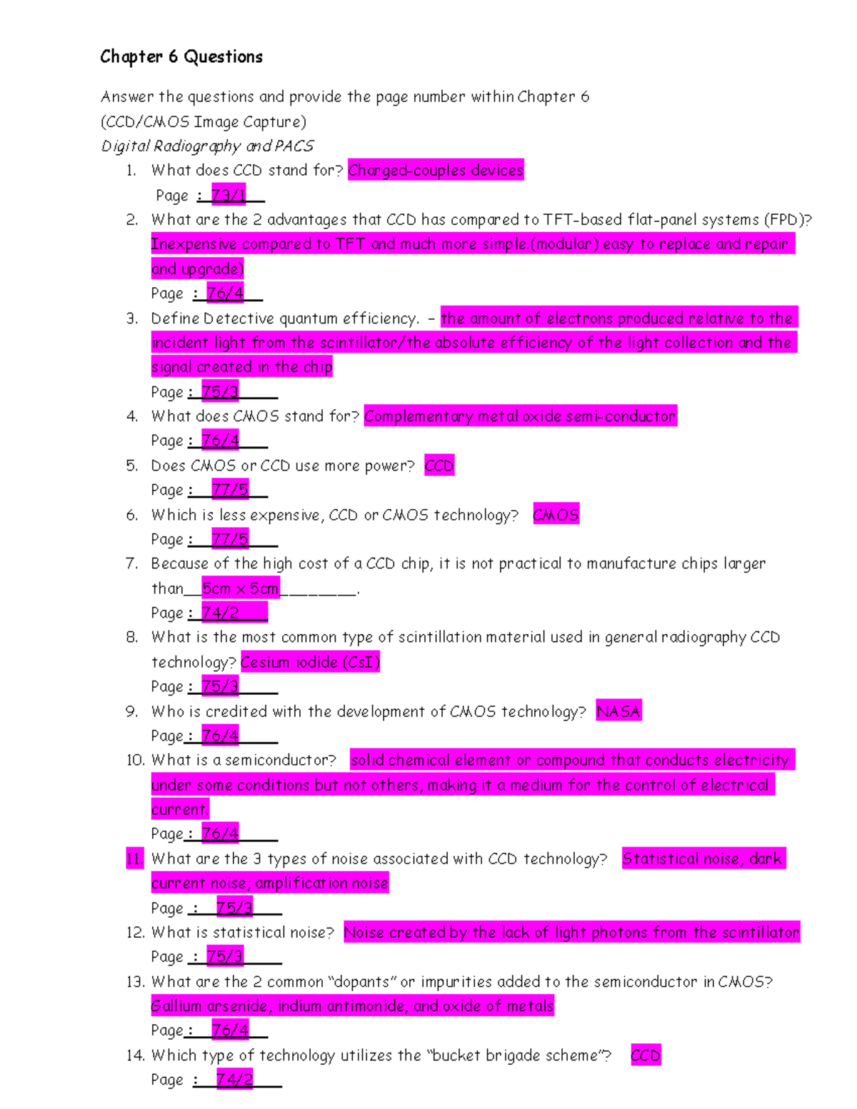 Chapter 6 Study Questions - CCD/CMOS Image Capture Answers - Studocu