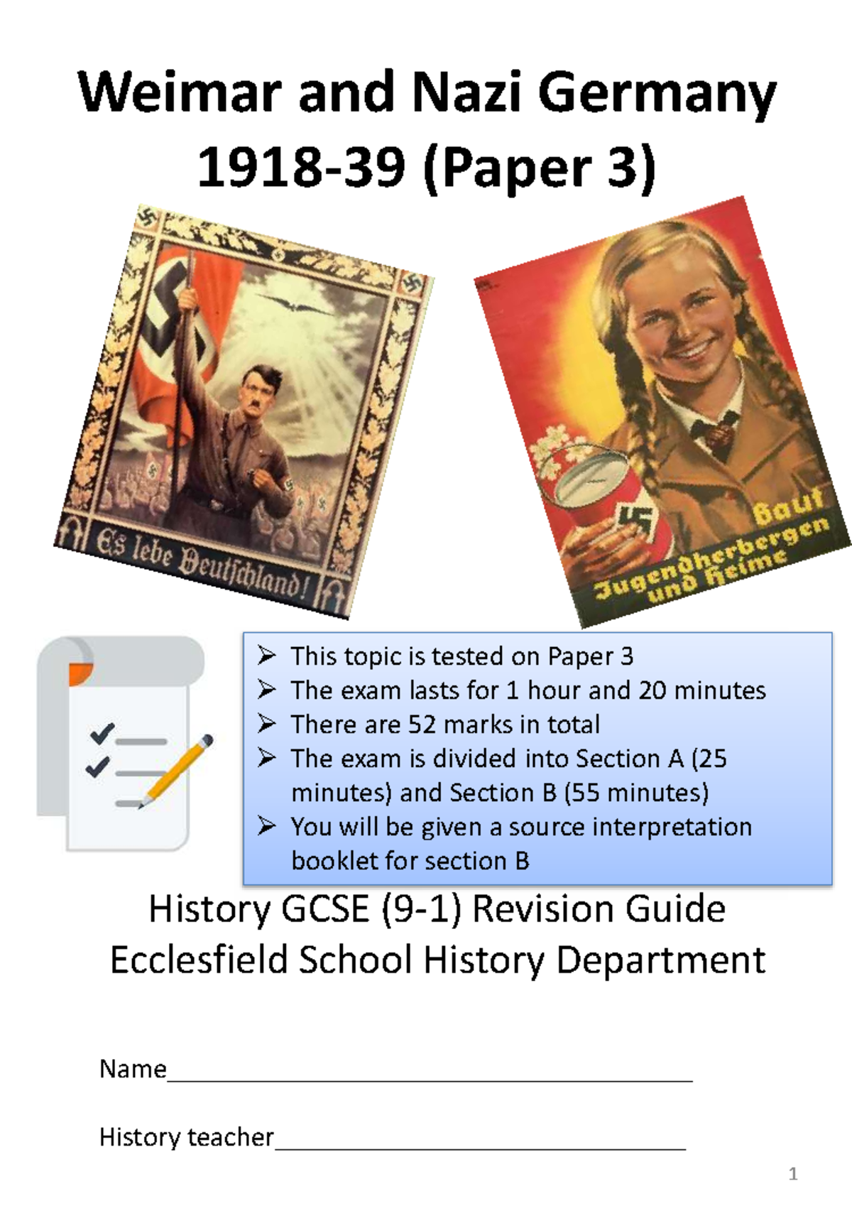Weimar and Nazi Germany Revision Guide (History GCSE Paper 3) - Studocu