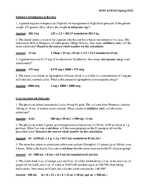 Test Bank RN 231 - Test Bank - Detailed Answer Key RN 231 Quiz I 1. A ...