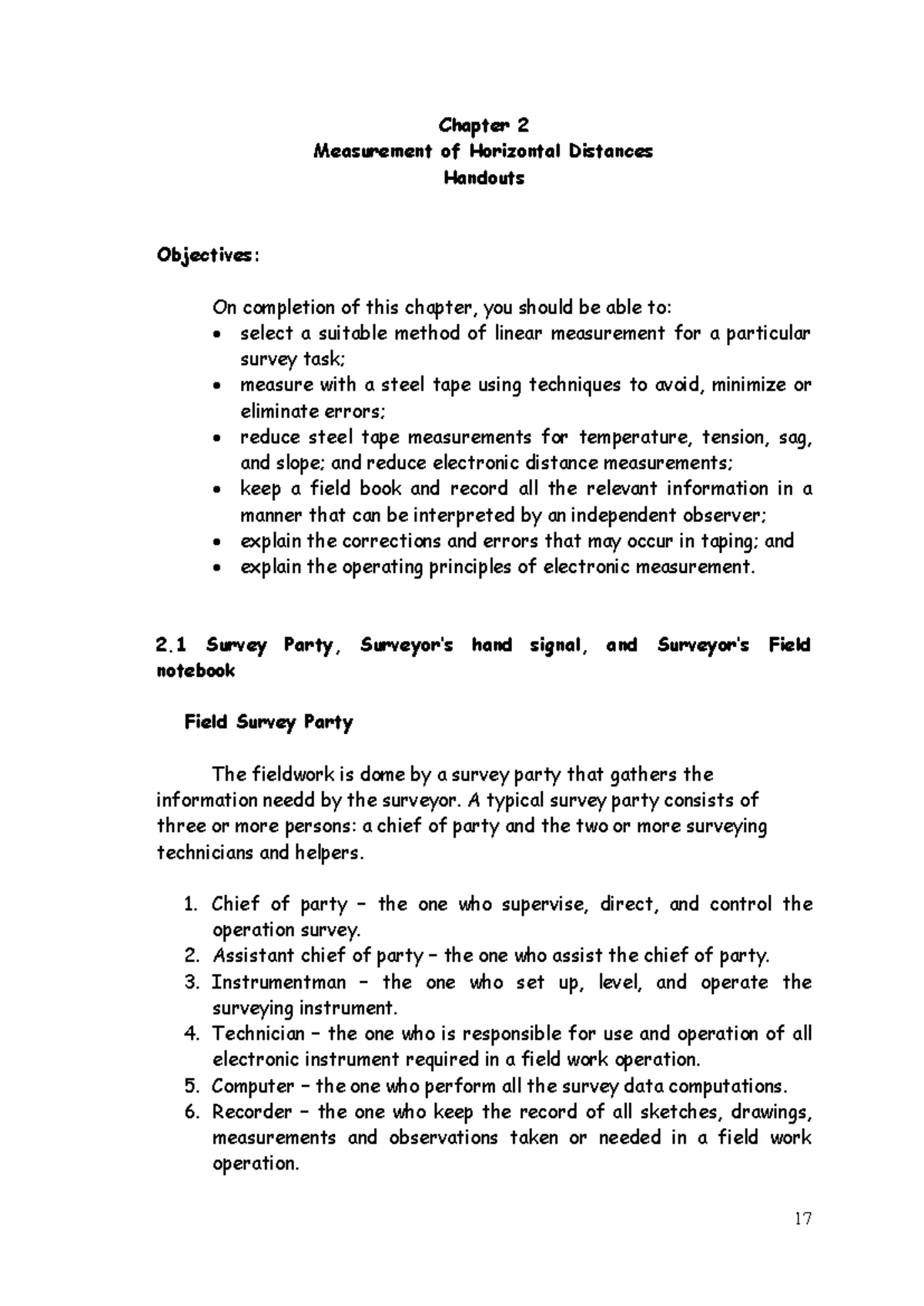 Chapter 2 Measurement OF Horizontal Distances - Chapter 2 Measurement ...