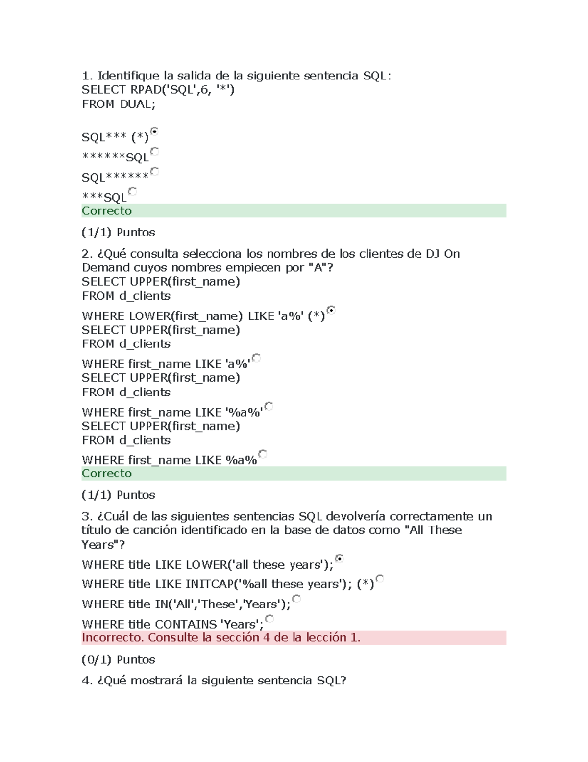 Quiz 4 - Oracle SQL Fundamentals Analysis and Answers - Studocu