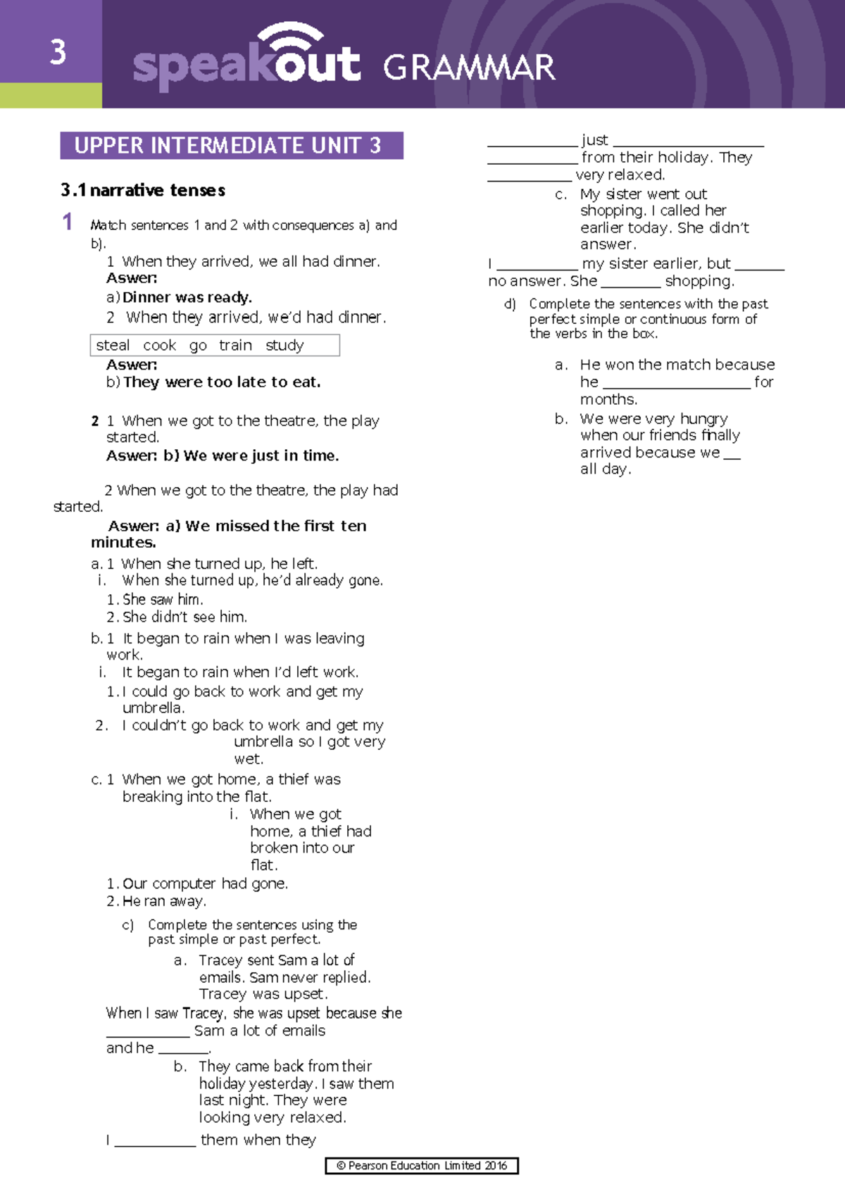 Speakout Grammar Extra: Upper Intermediate Unit 3 Review - Studocu
