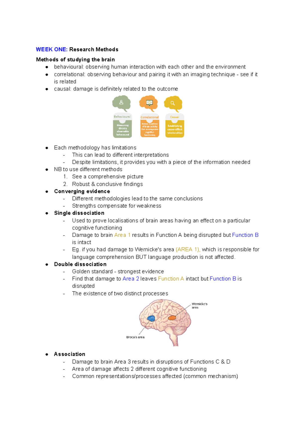 PSY2014 S - Week 1 & 2 Neuropsychology Methods and Brain Function ...