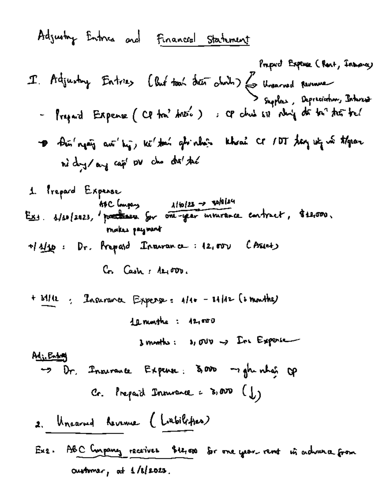 Adjusting Entries and Financial Statements Summary for Accounting 1 ...